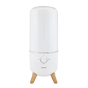 Homedics Ultrasonic Humidifier, Bedrooms and Home Offices, 0.97-Gallon Tank, 45-Hour Runtime, Visible Ultra-Quiet Cool Mist, Aromatherapy, Demineralization Cartridge, Night-Light, Auto-Off, White