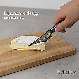 brimley Pack of 6 Cheese Knife Set, Ergonomic Design for Slicing, cutting and Spreading, Complete Set Stainless Steel Knives for Bridal Party, Housewarming Gift, Birthday Parties (Matte Black)