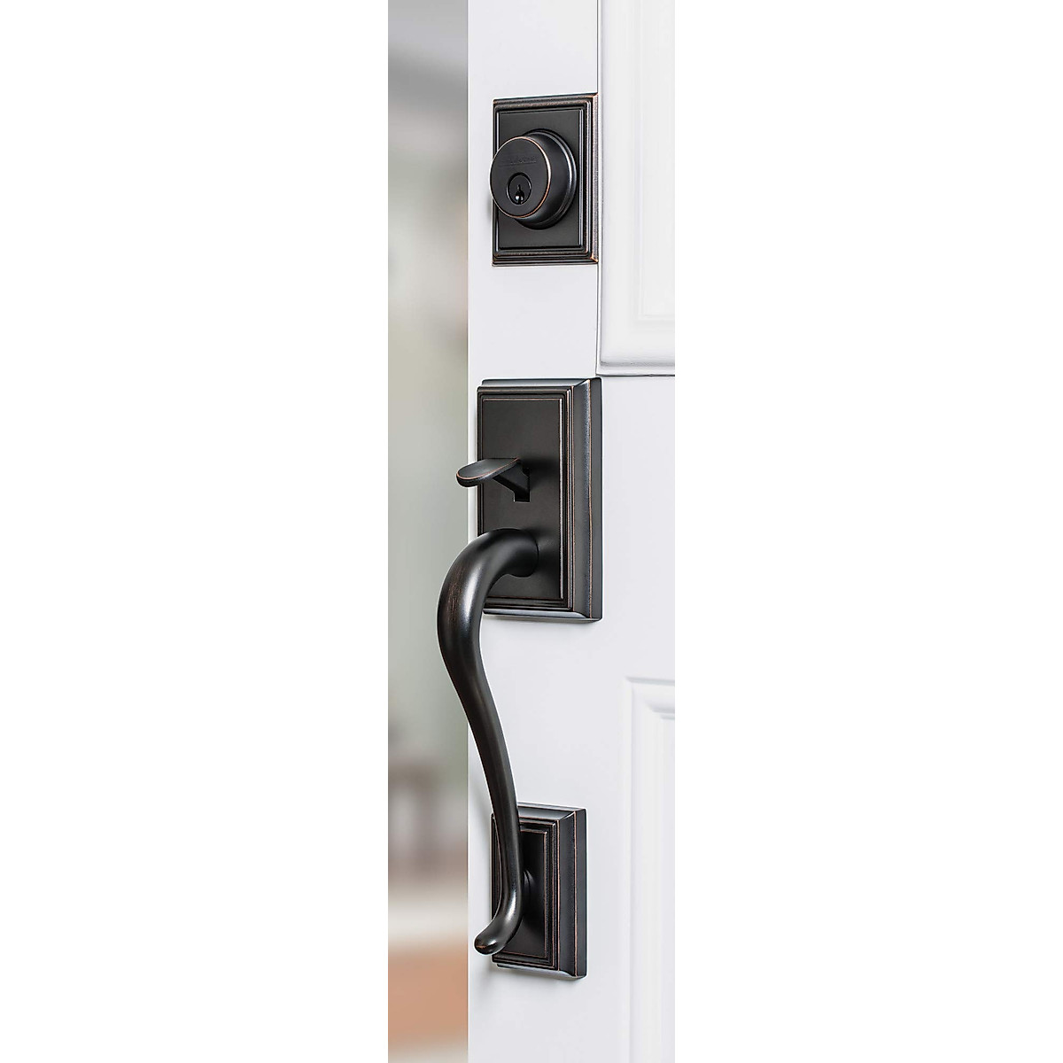 Schlage F58 ADD 622 Addison Exterior Handleset with Deadbolt, Matte Black (Exterior Half Only)