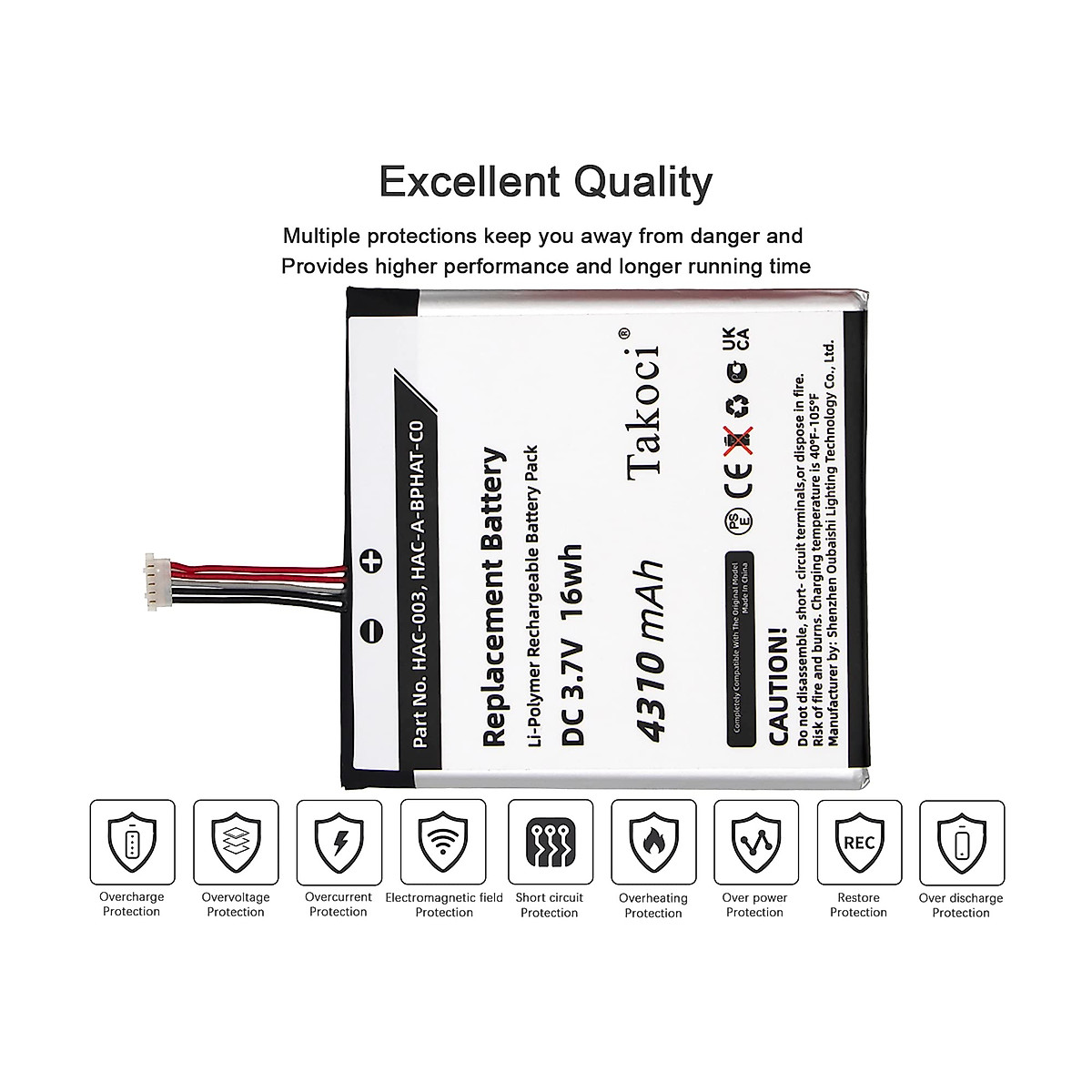 Gikysuiz Replacement Battery HAC-003 Compatible with Nintendo Switch Game Console (2017) HAC-001 4310mAh Battery with DIY Repair Tool Kit