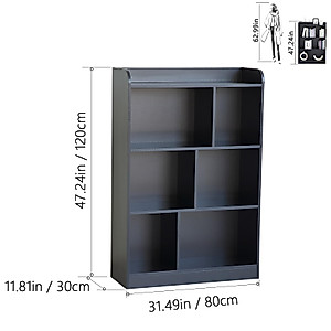 COMUHOME Book Shelf with Back Panel Stability 6 Cube Bookcase Multifunctional Cube Storage Organizer for Bedroom Living Room Office Closet School in Black with 31.49''W