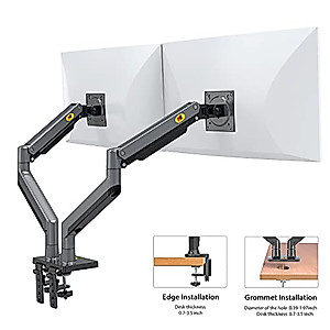 NB North Bayou Dual Monitor, 22''-32'', Arm Ultra Wide Full Motion Swivel Mount with Gas Spring, Load Capacity from 4.4 to 33lbs Each Height Adjustable Stand G35