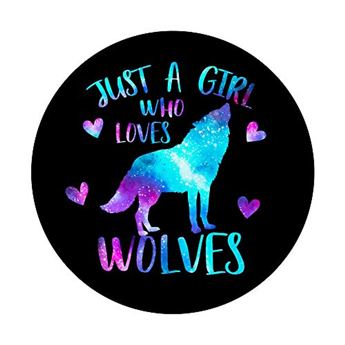 Just a Girl Who Loves Wolves Galaxy Space Watercolor Wolf PopSockets PopGrip: Swappable Grip for Phones & Tablets