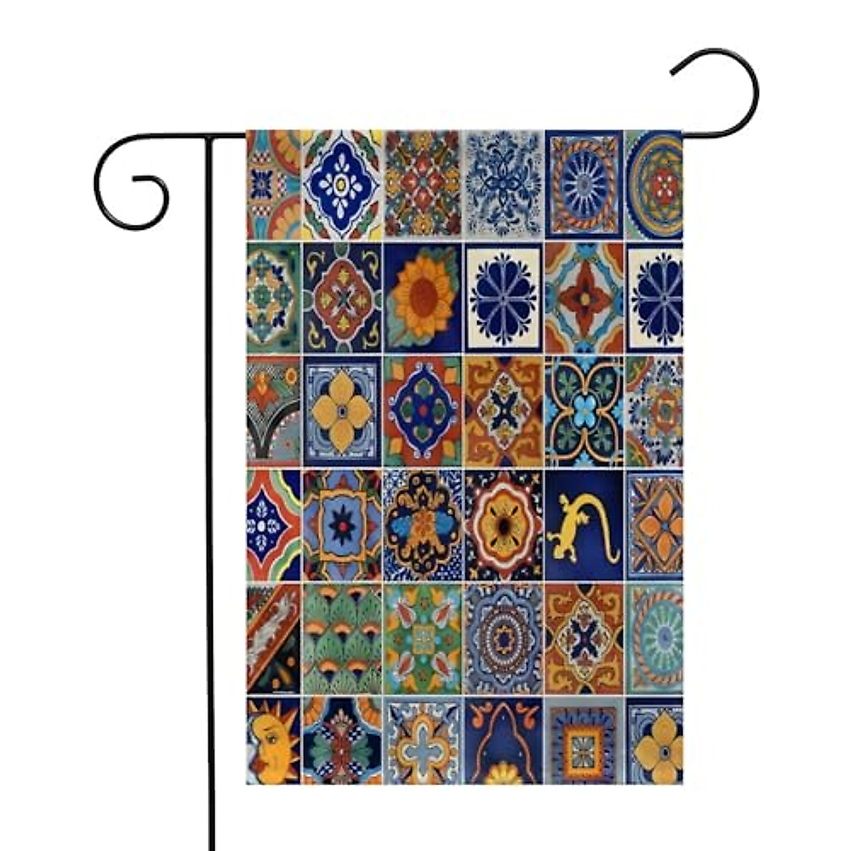 Double-sided garden flag Talavera Tiles Mexican Folk Outdoor Flag Garden Flag Yard Outdoor Decoration （12×18in）.