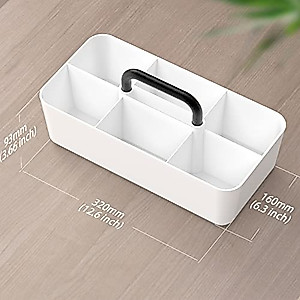 Kadolina Plastic Portable Shower Caddy Divided Basket Bin Bath Storage Organizer Tote with Handle for College Dorm Bathroom Vanity, Holds Shampoo, Conditioner, Soap, Cosmetics (White)