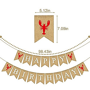 Jute Burlap Crawfish Boil Happy Birthday Banner Rustic Summer Lobster Photo Booth Backdrop Decoration
