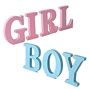 Gender Reveal Table Decorations, Boy Girl Letter Table Signs Blue and Pink Wooden Tabletop Decor for Gender Reveal and Baby Shower Party Supplies