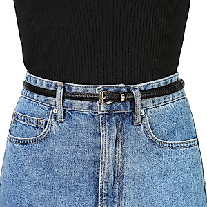 Allegra K Womens Skinny Embossed Leather Belts Alloy Pin Buckle Belt for Jeans Dresses Pants 104cm/41'' Black