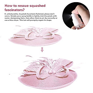 Klearsky Pink Derby Hat for Women, Fascinator Hats for Special Occasions, Lightweight Straw Church Hat with Feathers, Blush Pink, One Size