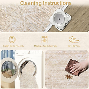 Aoyaomi Moroccan Area Rug 2x3 - Washable Distressed Entryway Rug Non-Slip Small Rug, Soft Low-Pile Geometric Farmhouse Indoor Door Mat Floor Carpet for Entrance Bedroom Kitchen Bathroom (2 x 3, Beige)