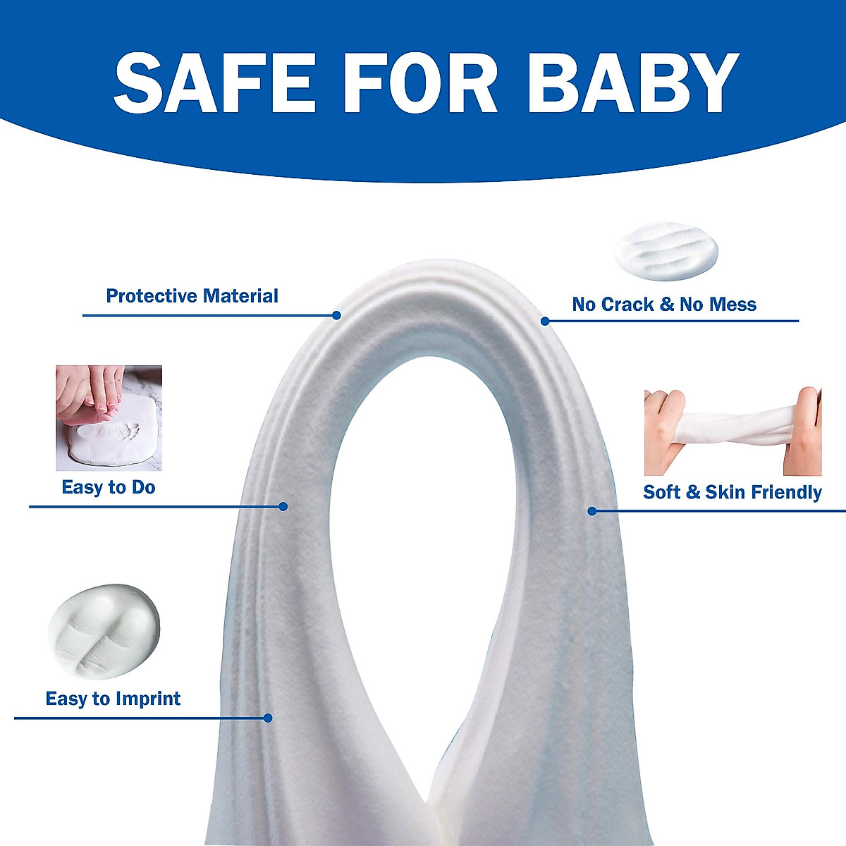 Air Dry Clay 150g Baby Footprint and Handprint Kit Imprint Impression Keepsake Maker, Non-Toxic Clay, Large Clay,Food Grade Clay,Ultra Light & Soft Foam Modeling Dough Ideal Baby Gifts, DIY Art Craft