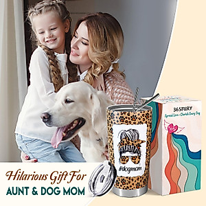 365FURY Aunt Gifts - Auntie Gifts From Niece or Nephew - Mother Day, Birthday Gifts For Aunt - Dog Mom Gifts For Women Dog Owner Travel Coffee Mug Tumbler With Lid Straw - 20oz