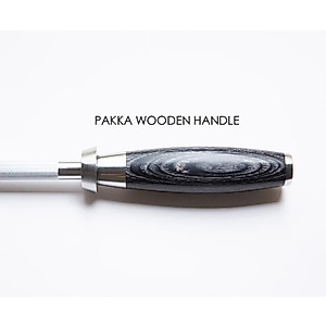 KANKA Sharpening Rod - Honning Tool. Premium 9 inch High Carbon Stainless Steel rod. Pakka Wood Handle. Easy to Use Honer for Knives and blades.