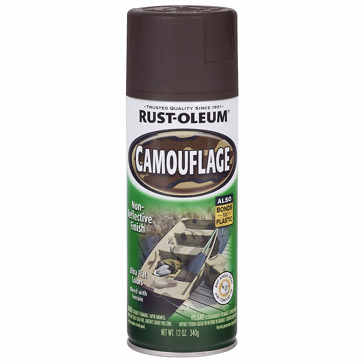 Rust-Oleum 1918830 Specialty Camouflage Spray Paint, 12 oz, Earth Brown
