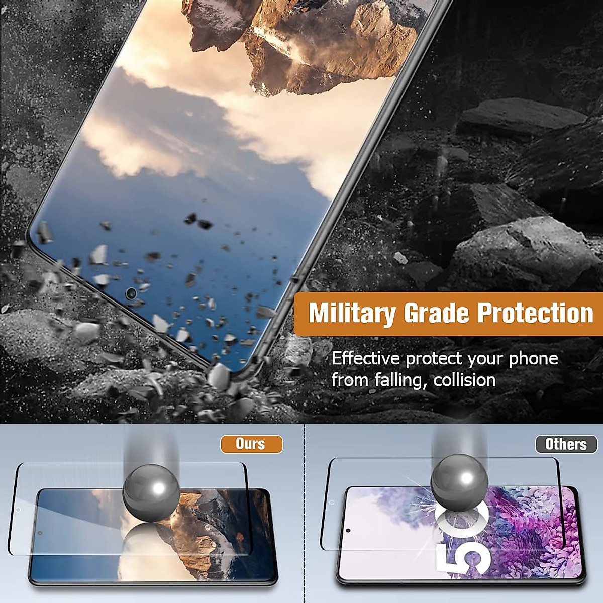 Geviaho [2+2 Pack] Galaxy S20 Screen Protector with Camera Lens Protector, Fingerprint Unlock Support, 9H Tempered Glass, 3D Full Coverage Scratch Resistant, for Samsung Galaxy S20 6.2 Inch