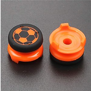 2 PCS Heightened Thumbstick Anti-Slip Enhanced Analog Joystick Extender Thumb Grip Stick Cap Cover for PlayStation 4 PS4 Conteoller (Football-Orange)