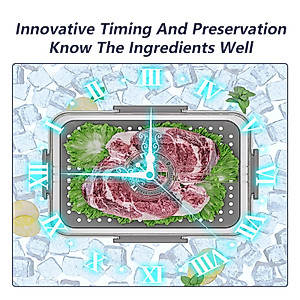 Dafape Refrigerator Organizer, Food Storage Container with Freshness Timer Lid Drain Tray Storage Bins for Fruits Vegetable Meat Dumpling Kitchen Fridge Plastic Reusable Stackable Non-Slip (Gray)