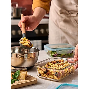 Praknu Meal Prep Storage Container - Pack of 4 - BPA Free - Leak Proof - Dishwasher Safe - Glass Storage Containers with Lids (50oz, 34oz, 17oz, 10oz)