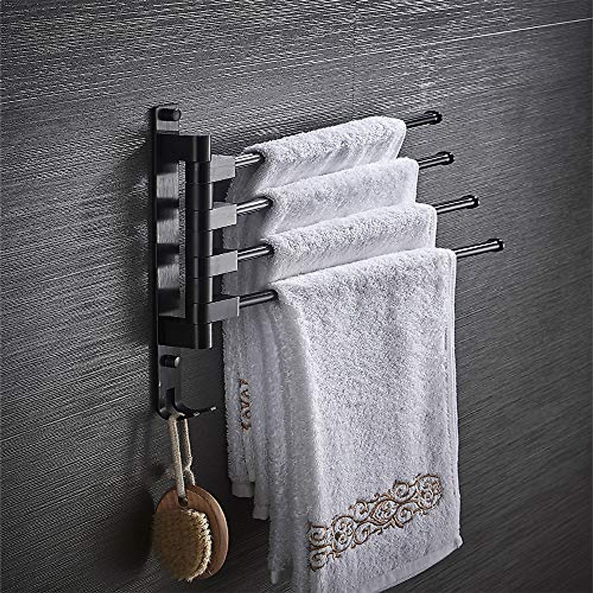 Nevup Swivel Towel Bar Rustproof Wall Mount Bathroom Swing Out Towel Shelf Self Adhesive with Glue or Wall Mount with Screws Folding Arm Hand Towel Rack