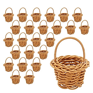 Juvale 24 Pack Rattan Mini Picnic Baskets with Handles for Tiny Birthday Party Favors or Baby Shower (2.75 in)