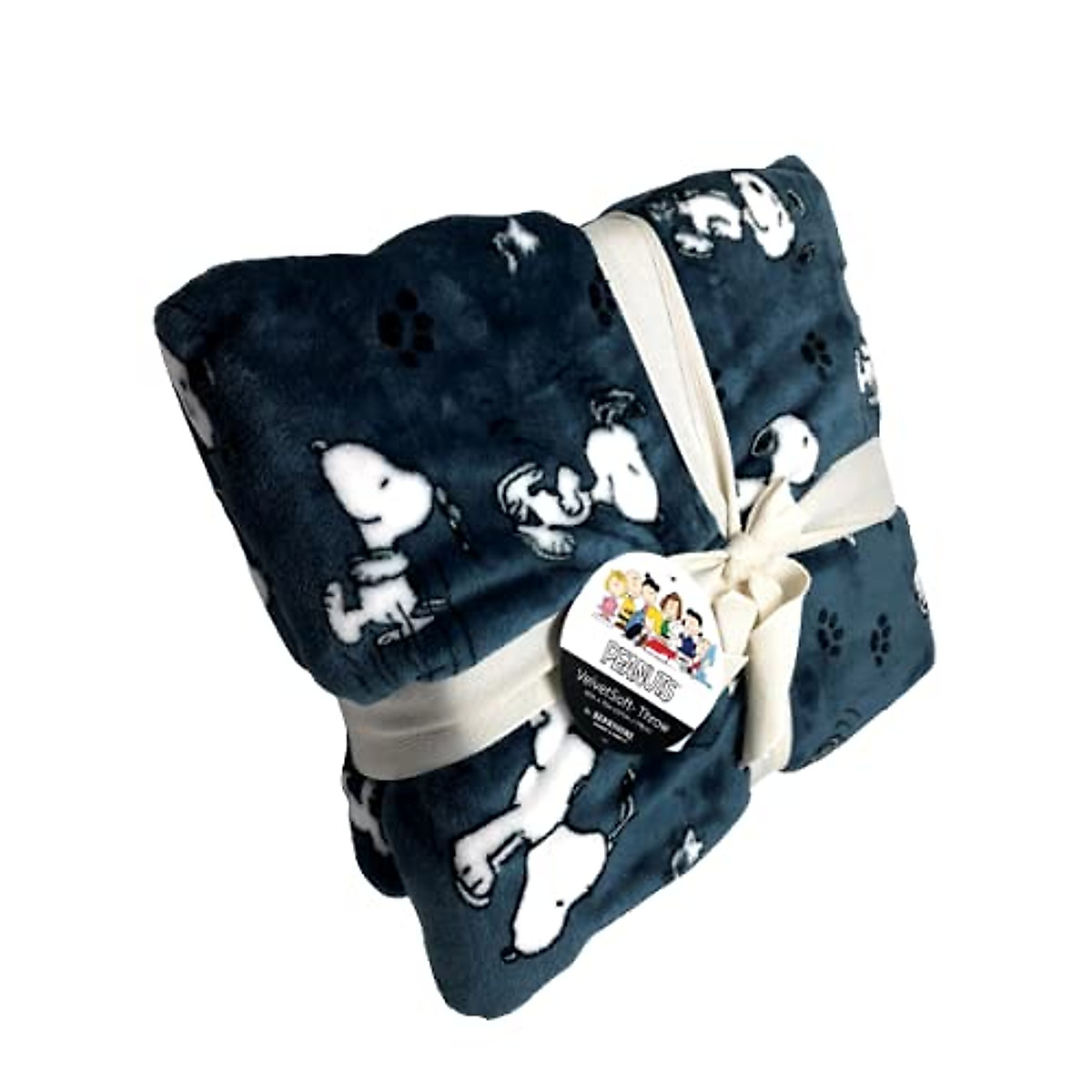 Berkshire Home & Blanket Co. Peanuts Gang Snoopy Happy Dance Velvet Soft Throw Blanket | 50" x 70" - Blue Gray