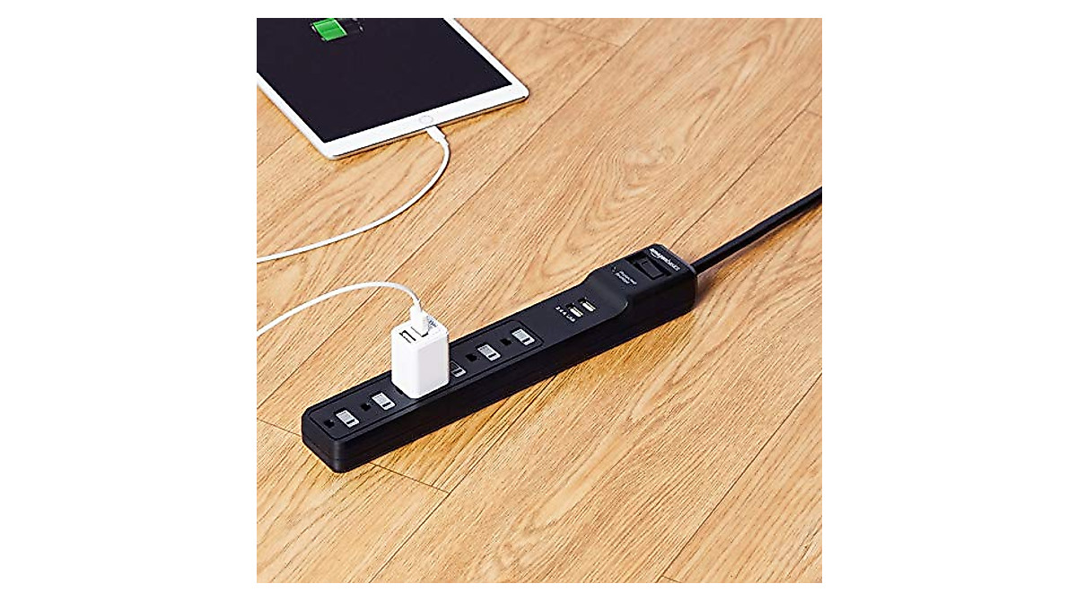 Amazon Basics Surge Protector Power Strip with USB | 6 Outlets & 2 USB ...
