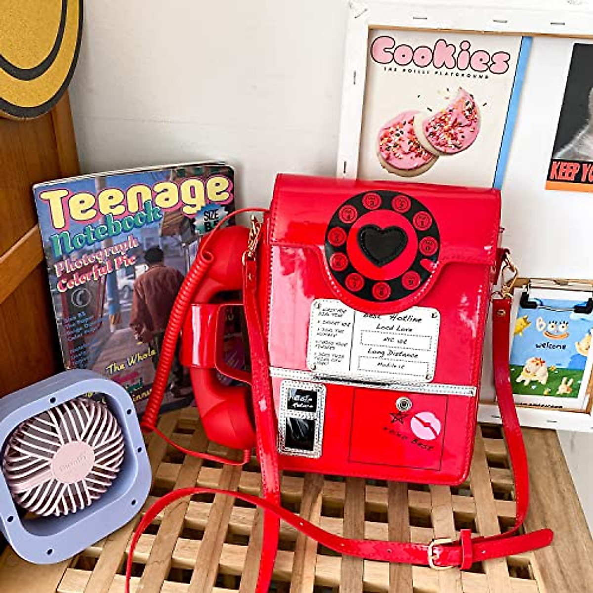 Fashion Crossbody Purse for Women, PU Leather Fun Shoulder Bag/Telephone Bag Personality Creative Bag Ladies Girls Tote Bag for Travel Photo (Red)