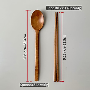 cozymomdeco Korean Made Natural Lacquer Coated Wooden Chopsticks & Spoon Utensil Flatware Jujube Tree Ottchil Natural Lacquer Stocking Stoffer Gift for Mom (2SET)