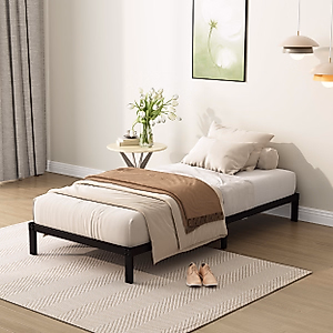 DiaOutro 9 Inch Twin Bed Frames Heavy Duty Low Profile Metal Platform No Box Spring Needed Mattress Foundation, Easy to Assembly, Noise Free, Black