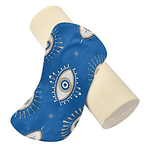 xigua Evil Eyes Blue Neck Roll Pillow for Neck Relief with Removable Washable Cover - Memory Foam Round Cylinder Bolster, Ergonomically Designed for Head, Neck, Back, and Legs