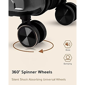 LUGGEX 20 Inch Black Carry On Luggage 22x14x9 Airline Approved, PC Hard Shell Suitcase with USB Port, Expandable and Lightweight