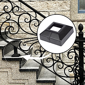 Post Cover Plate for 2" Floor Flange, 2-Piece, Flange Base Shoe for Railings, Post Skirt Cover, Black