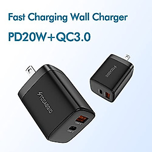 iPhone 14 13 Fast Charger 20w USB C Dual Port Stocaggio Wall Charger Block PD & QC 3.0 Travel Adapter with Foldable Plug for iPhone 14/13/12 Pro Max, iPad/Samsung/Pixel etc(Black)