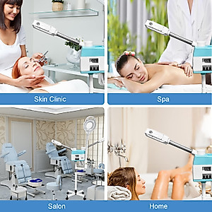 FLOLXNB Facial Steamer, Professional 3 in 1 Cool/Hot Mist Facial Steamer with 8X Magnifying LED Lamp, Face Steamer On Wheels for Salon Spa Beauty Skin Care