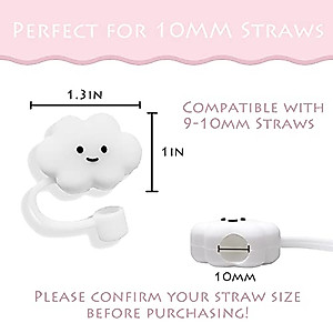 7Pcs 10MM Straw Covers Cap Toppers for Stanley Cup 40&30 Oz, Cute Cloud Straw Caps for Stanley Tumbler with Handle, Silicone Straw Dispenser, Straw Tip Covers for Stanley Cups Accessories