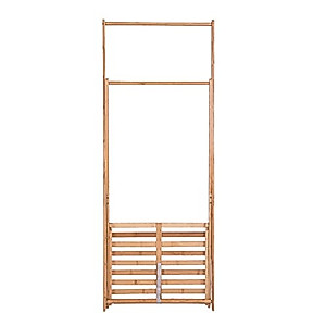 UXZDX Coat Rack Stand Bamboo Foldable Garment Clothes Storage with 1-Tier Storage Shelf