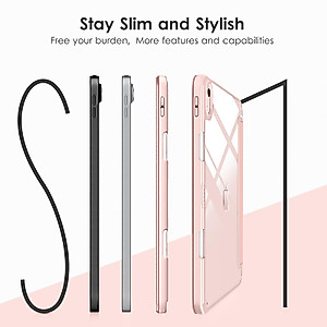 DTTOCASE for iPad 10th Generation Case 2022, 10.9 Inch Case with Clear Transparent Back and TPU Shockproof Frame Cover [Built-in Pencil Holder, Support Auto Sleep/Wake] -Rose Gold