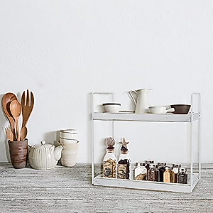 2 Tier Bathroom Countertop Organizer, Counter Standing Rack Cosmetic Holder, Countertop Storage Shelf Cosmetic Organizer Holder, Detachable Kitchen Spice Rack Wire Basket Storage Counter Shelf