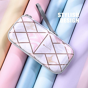 Mumba Carrying Case for for Nintendo Switch OLED & Nintendo Switch, Deluxe Ulta Slim Hard Shell Travel - holds 10 Game Cartridges -Pink Marble