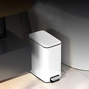 Step Trash Can, 5L Stainless Steel Pedal Garbage Bin Gentle Open and Close Low Noise for Office, Living Room, Kitchen