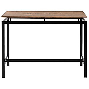 Polibi 5-Piece Kitchen Counter Height Table Dining Set, Wood Top and Metal Frame Bar Table with 4 Chairs (Brown)
