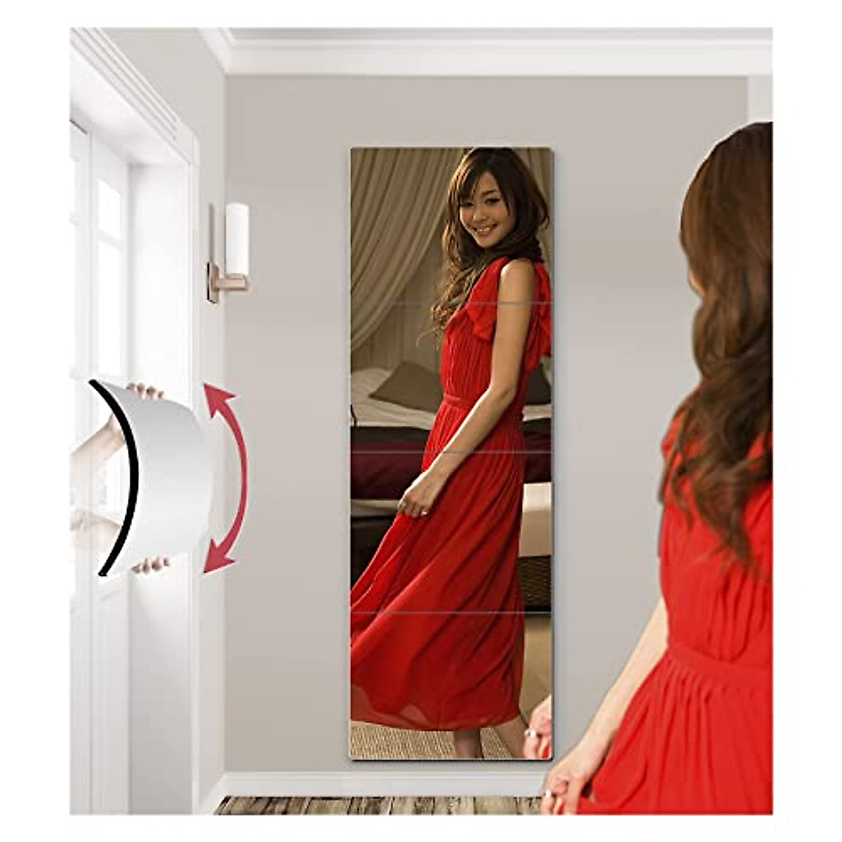 Shatterproof Kids Wall Mirror Tiles,4Pcs 10"x10" Self Adhesive Acrylic Mirror, Safe Unbreakable Plastic Mirror for Toddler,Frameless Small Mirror,Plexiglass Long Mirror for Classroom,Children's room