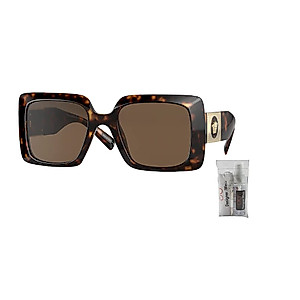 Versace VE4405 108/73 54MM Havana/Dark Brown Rectangular Sunglasses for Women + BUNDLE With Designer iWear Eyewear Kit
