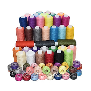 72Pcs 36 Colors Sewing Thread Set with Matching Prewound Bobbin Threads with Case, 550 Yards per Polyester Thread, Popular Colors Sewing Threads for Hand & Machine Sewing