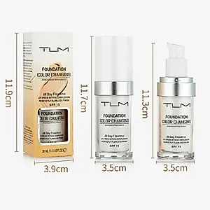30ml TLM Flawless Color Changing Liquid Foundation Makeup Change To Your Skin Tone By Just Blending