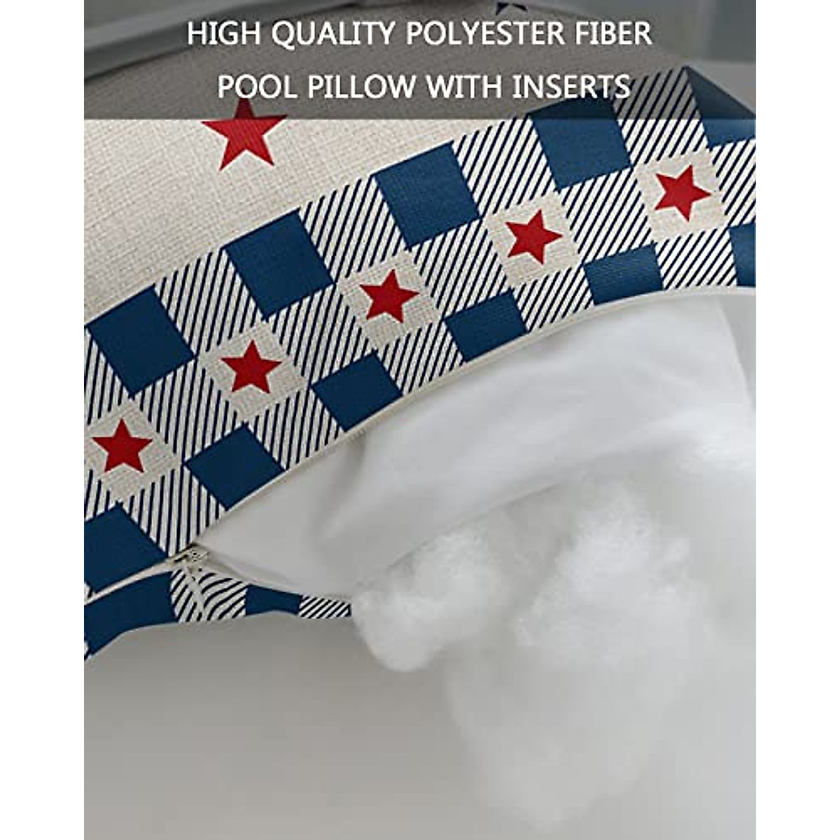 Recliner Head Pillow Ledge Loungers Chair Pillows with Insert 4th of July USA Flag Star Patriot Cotton Linen Lumbar Pillow with Adjustable Strap Outdoor Waterproof Patio Pillows for Beach Pool, 2 PCS