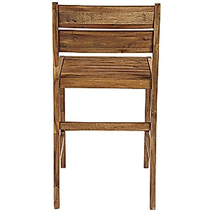 Teal Island Designs Nova Natural Acacia Wood Outdoor Bar Stools Set of 2 Brown 24" High Farmhouse Rustic Plank Seat with Ladder Backrest Footrest for Kitchen Counter Island Patio Garden Balcony