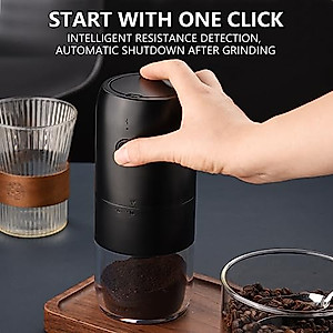 SPAOTREM Electric Coffee Grinders with Ceramic Cone Grinder Coffee Bean Grinder, Adjustable Coarseness, Type-C Portable Rechargeable Electric Espresso Coffee Grinder 30g (White)