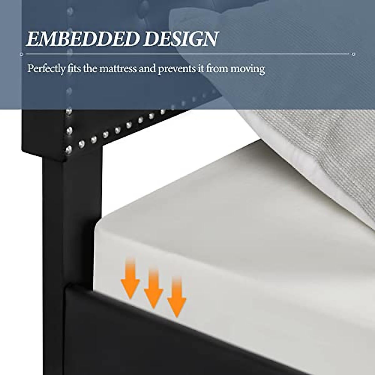 Yaheetech Full Bed Frame Faux Leather Upholstered Platform Bed with Height-Adjustable Headboard, Button Tufting & Nailhead Trim/Noise-Free/Wood Slats Support/No Box Spring Needed, Black Full Bed