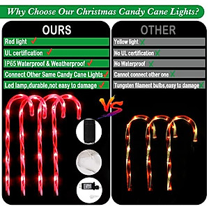 RED Lights Christmas Candy Cane Pathway Markers Lights with 8 Modes & Stakes, 22 Inch Christmas Lights Outdoor Christmas Decorations Xmas Candy Cane Christmas Decor for Walkway Yard Patio Lawn Garden